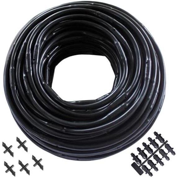 1/4" Irrigation Dripline Tubing (100 Ft Roll) - 6" Emitter Spacing - 1/ ...