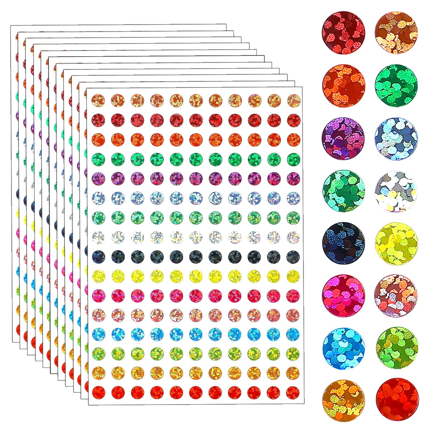 1/4" Laser Color Coding Labels 20 Sheets Shinny Round Dot Stickers ...