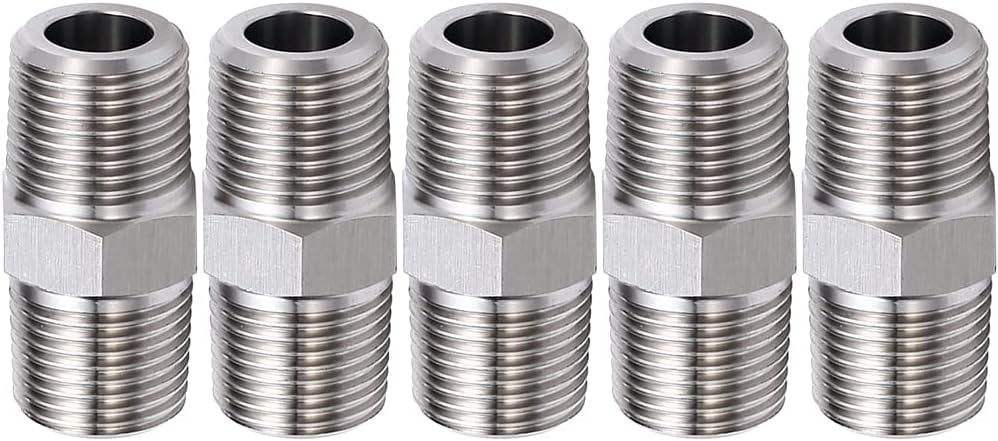 1/4" Male to 1/4" Male NPT Hex Nipple 304 Stainless Steel Threaded Pipe ...