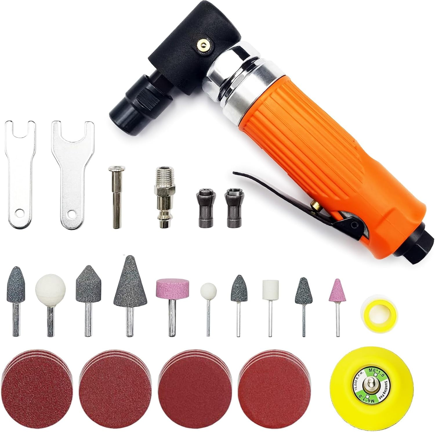 1/4" Mini Air Die Grinder Kit Right Angle 90 Degree Pneumatic Sander 20 ...