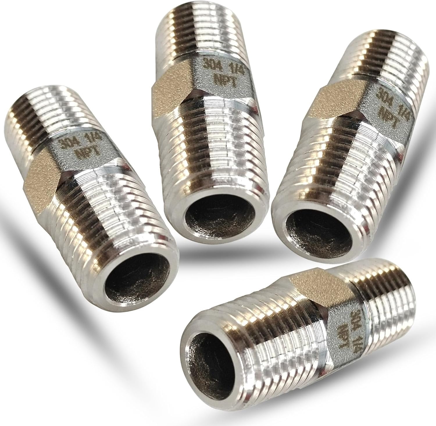 1/4" NPT Male Hex Nipple Pipe Fittings, 304 Stainless Steel 1/4 inch ...