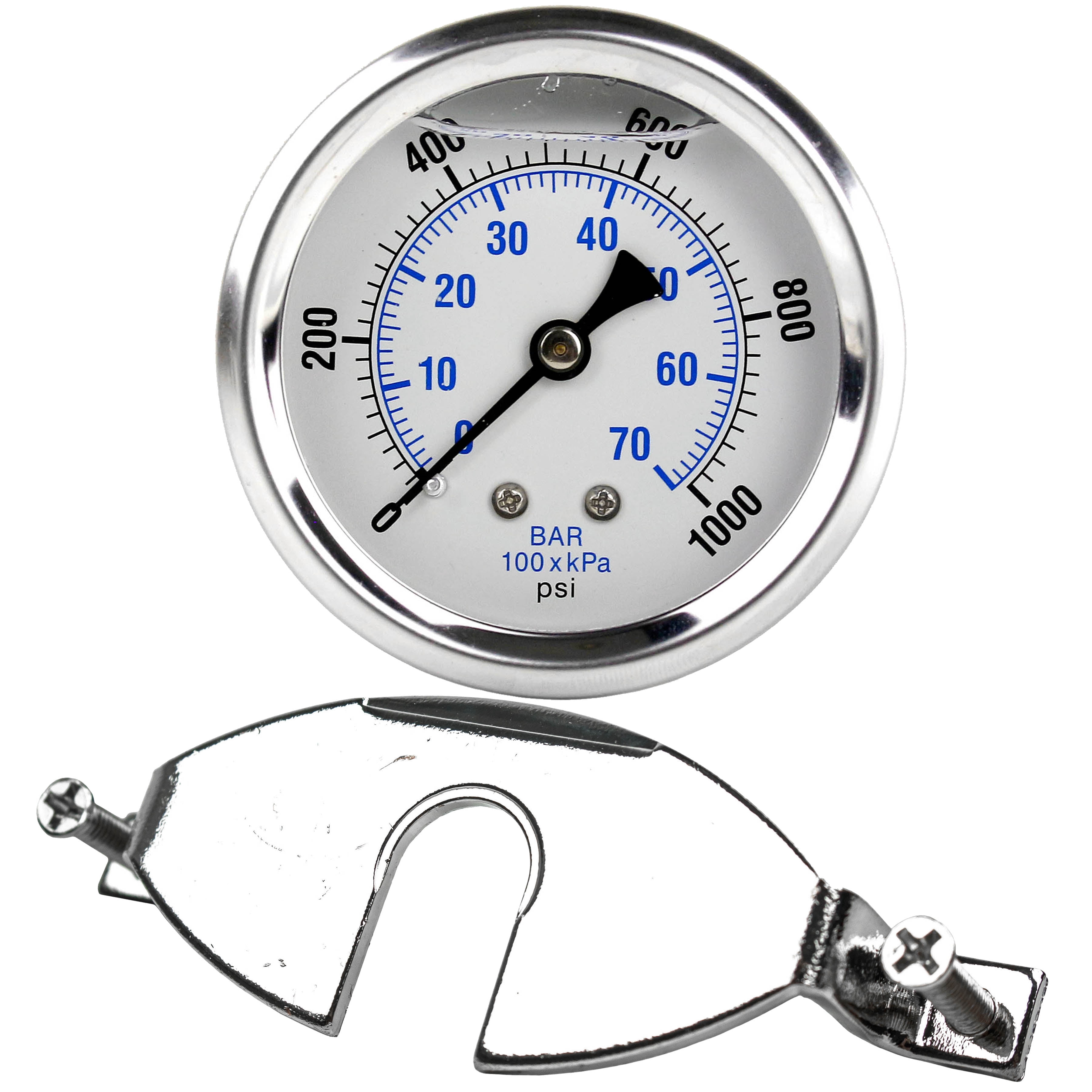 1/4" NPT Pressure Gauge Mounting Bracket with 2.5" Liquid Gauge 1000 ...