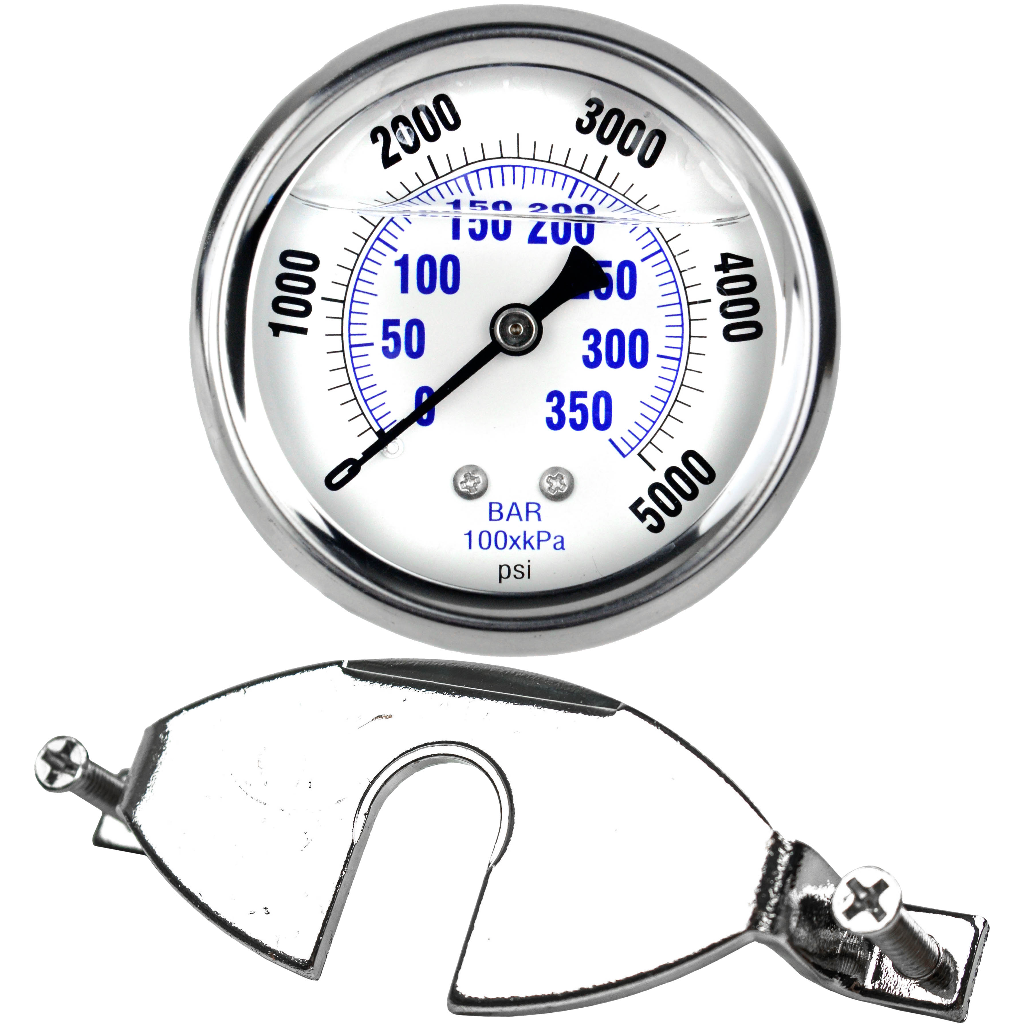 1/4" NPT Pressure Gauge Mounting Bracket with 2.5" Liquid Gauge 5000 ...