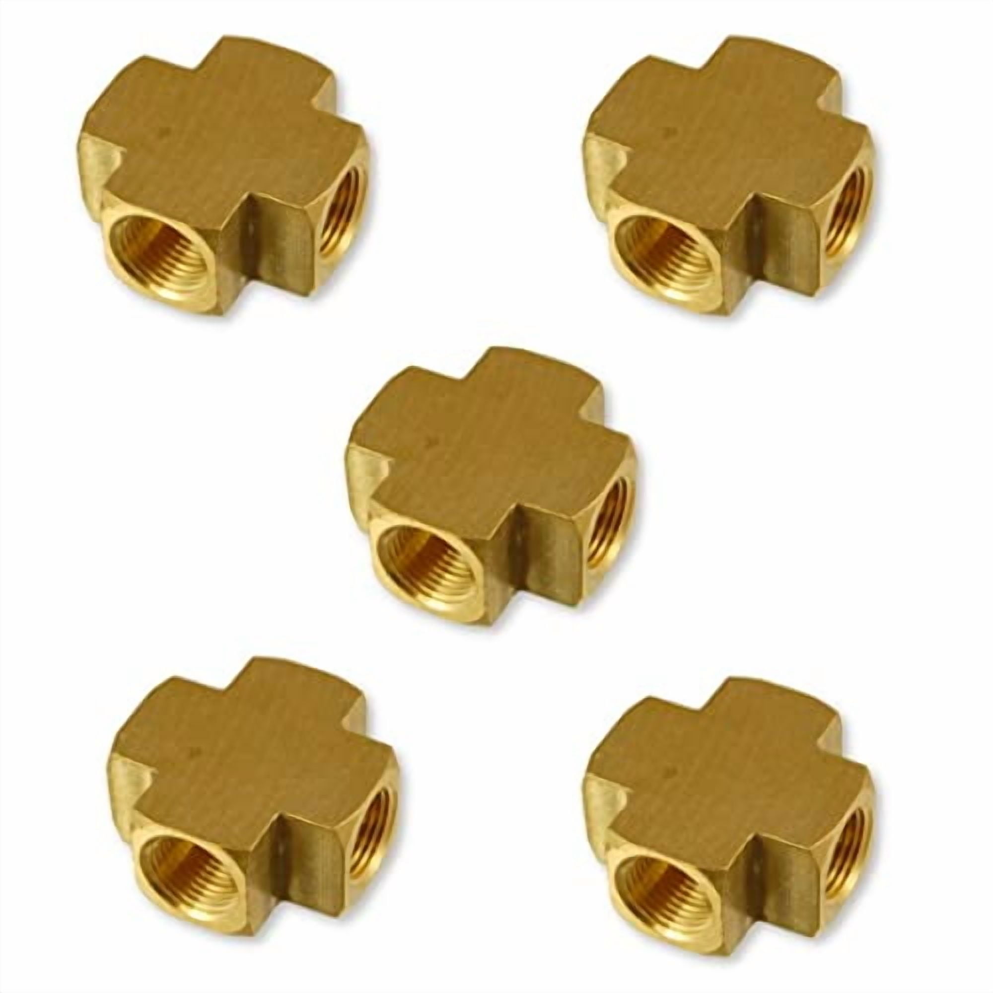 1/4" NPTF Female Brass Cross 4-Way Union Joiner/Connector Joint Fitting ...