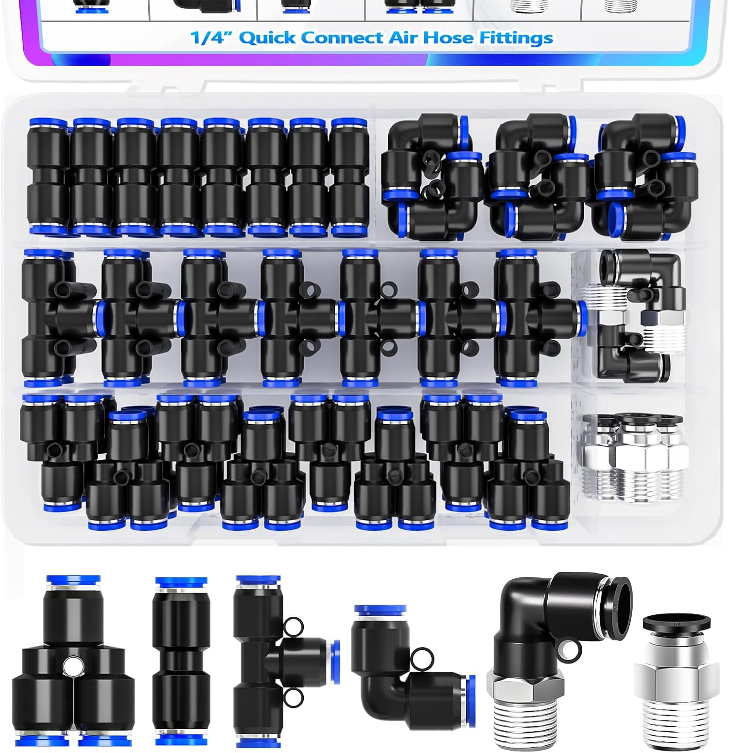 1/4" OD Push to Connect Fittings,1/4" OD Air Line Fittings,Quick ...