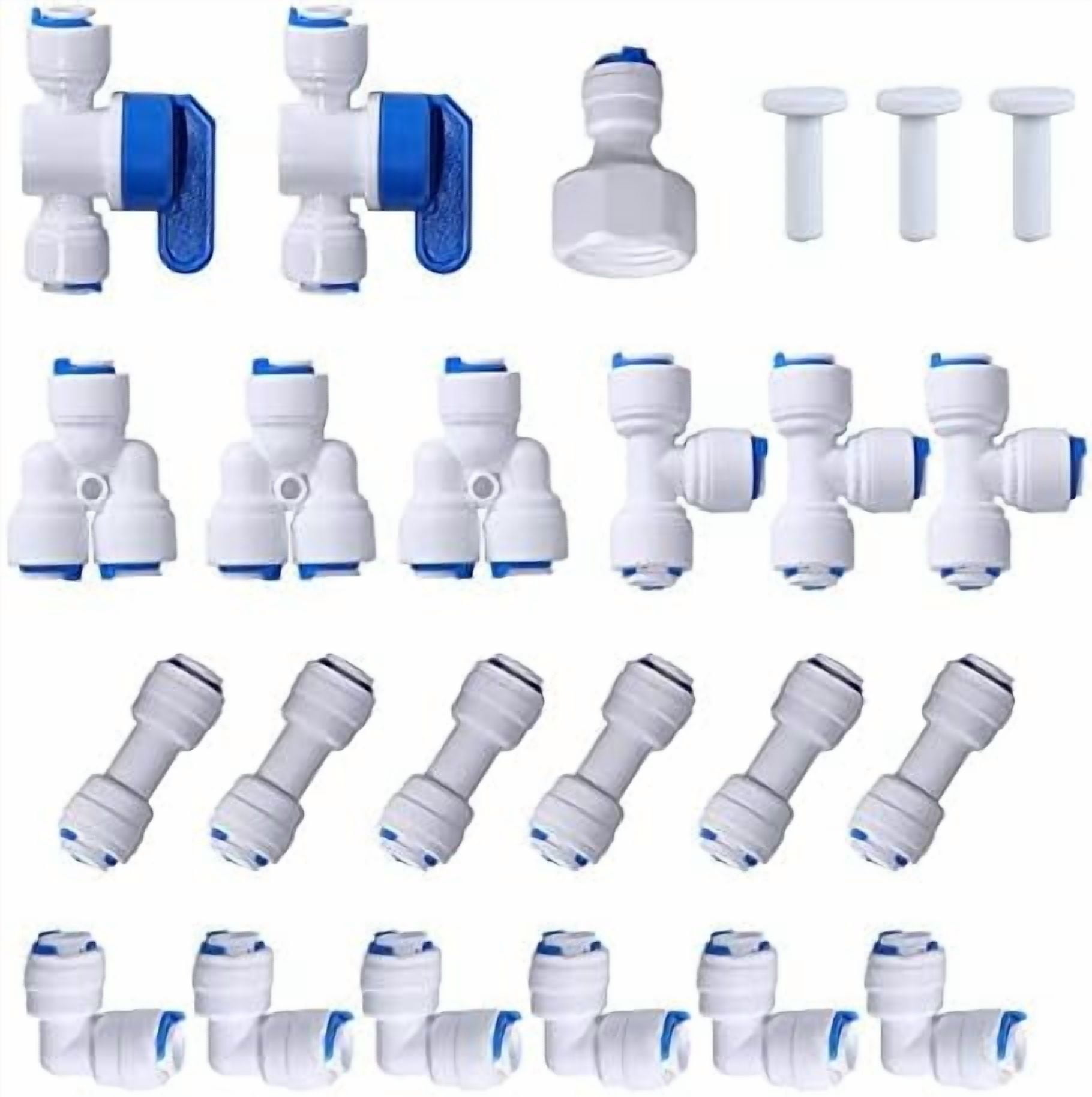1/4" OD Quick Connect Push in to Connect Water Tube Fitting (Ball Valve ...