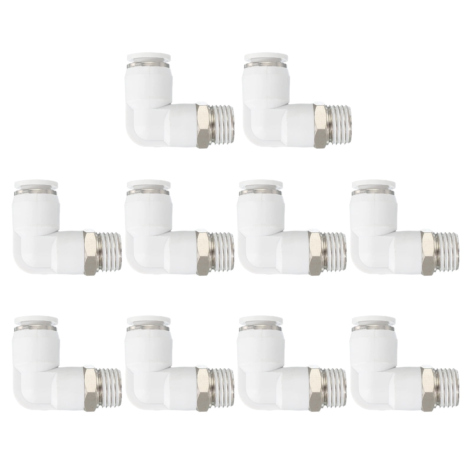 1/4"PT Push to Fitting, 10 Pack 8mm Pneumatic Air Quick Connector Male Thread 90 Degree 4mm ...