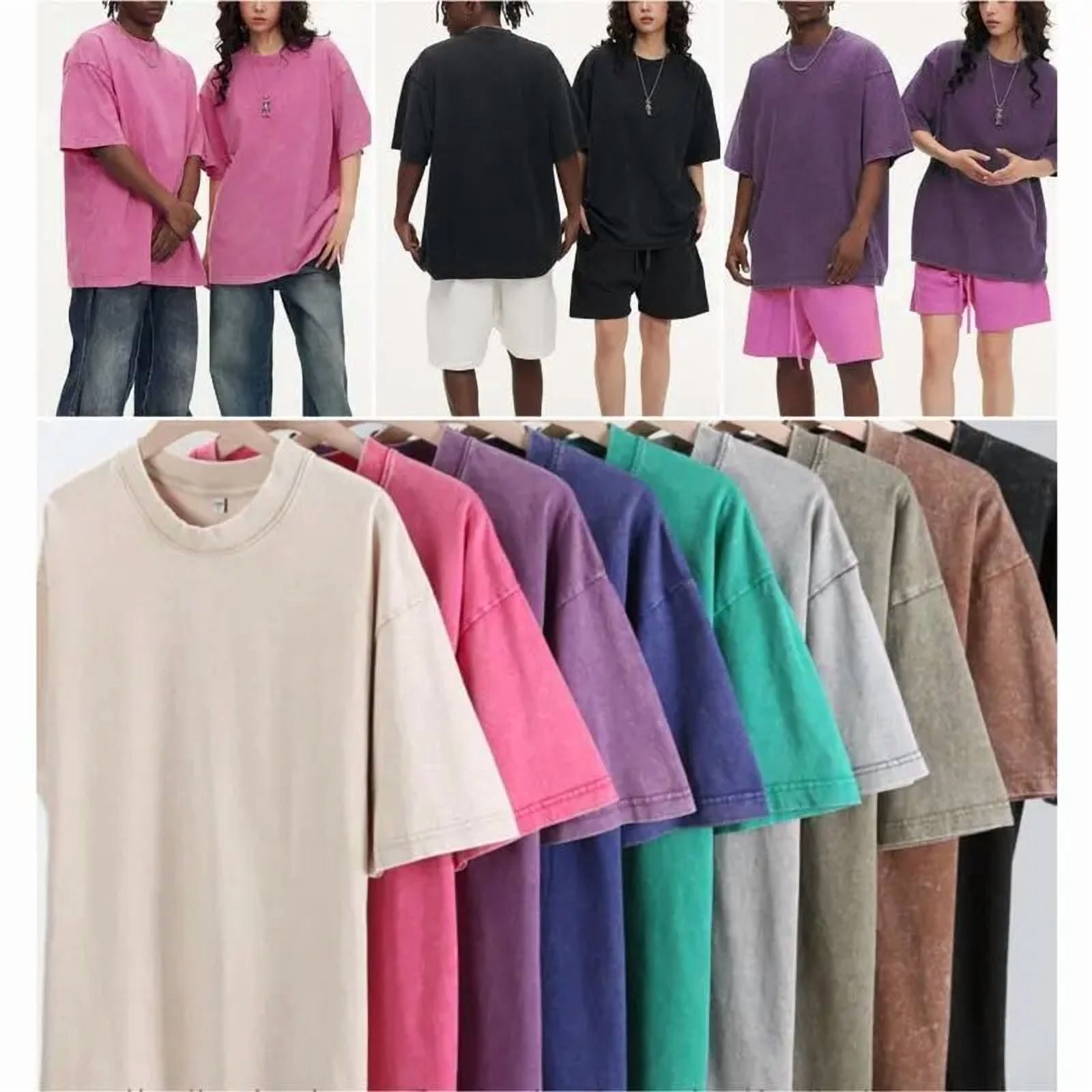 1-4 Pack Oversized 230g T-shirts Unisex Gym Vintage Heavyweight Cotton ...