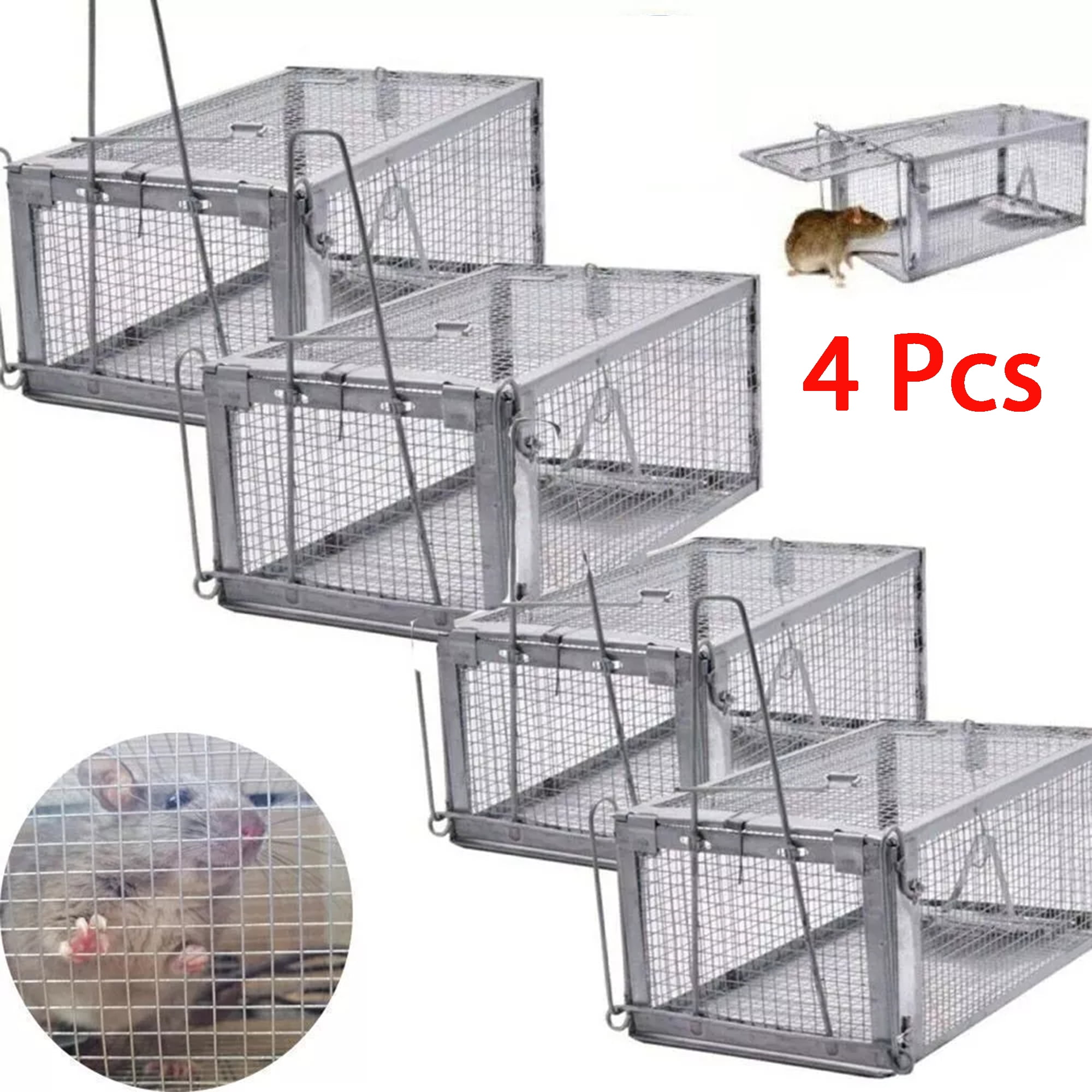 1-4 Pcs Mouse Trap Rat Trap Rodent Trap Live Catch Cage Easy to Set Up ...