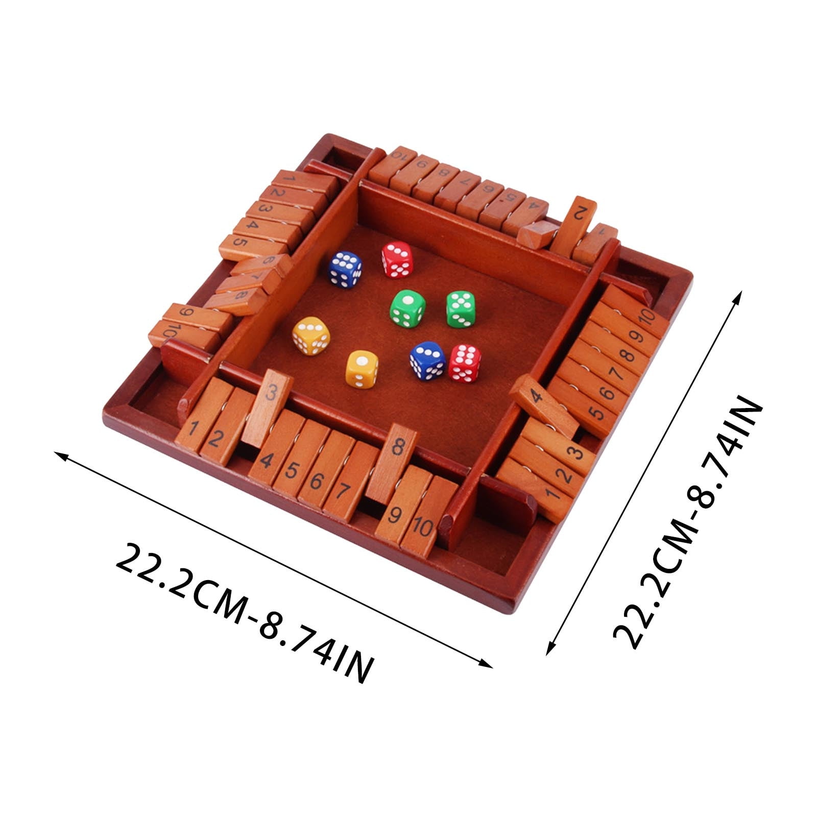1-4 Players Shut The Box Dice Game, Traditional Wooden Pub Bar Board ...