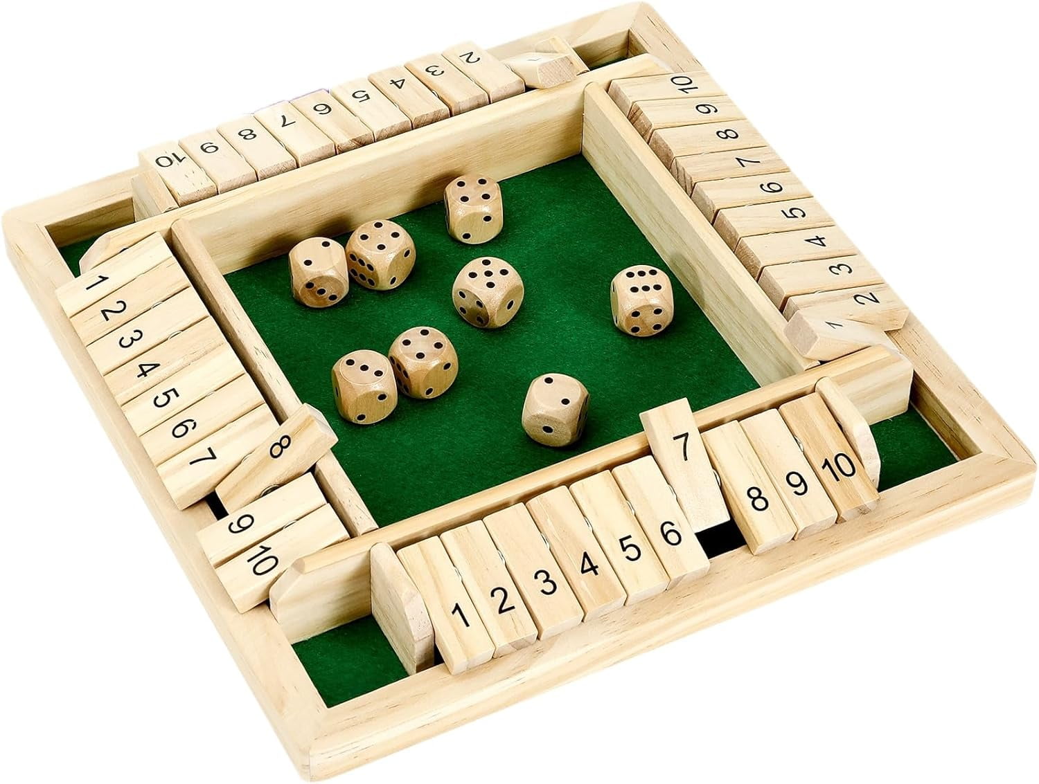 1-4 Players Shut The Box Dice Game, Traditional Wooden Pub Bar Board ...