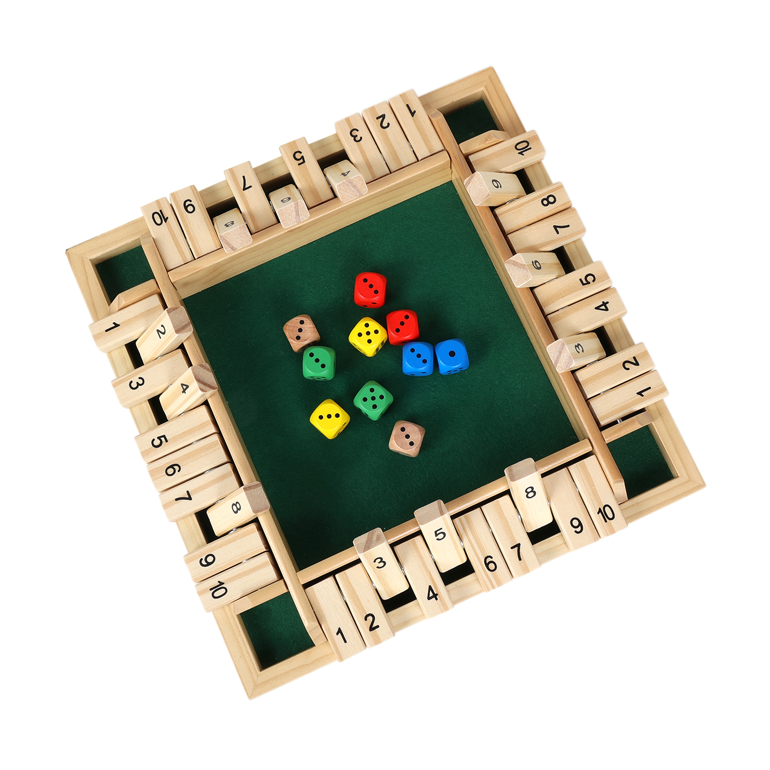 1-4 Players Traditional Wooden Shut The Box Dice Game, 10 Numbers Pub ...