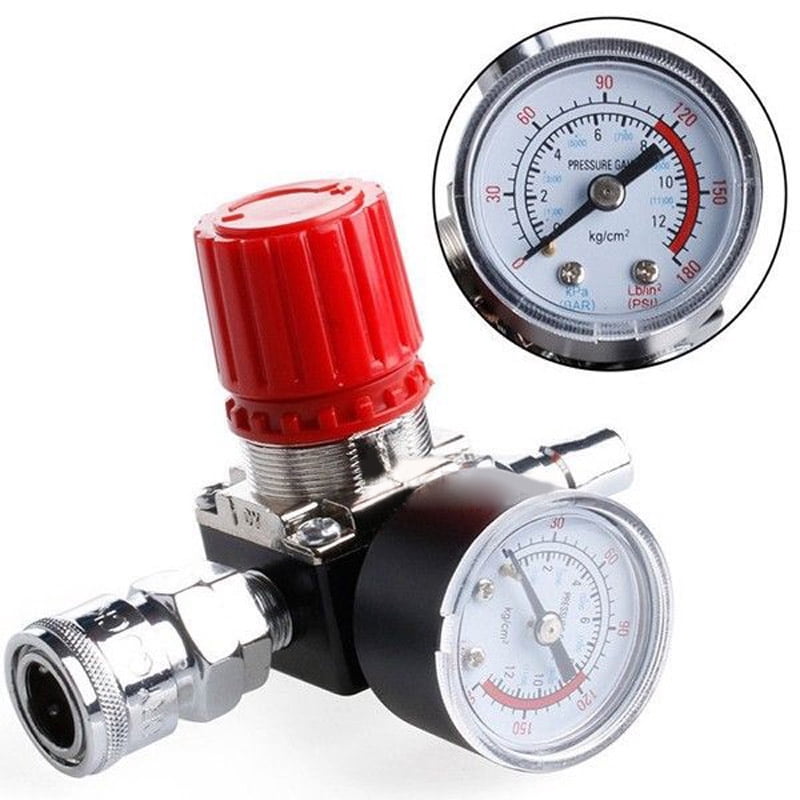 1/4 Pressure Reducing Valve With Pressure Gauge Fitting for Pneumatic ...