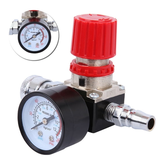 1/4" Adjustable Air Compressor Pressure Regulator with 175PSI Gauge and ...