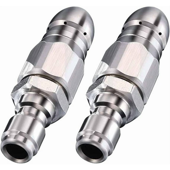 1/4" Quick Connect Stainless Nozzle Set, 7 Holes 5800psi High-Pressure Washer Sewer Jetting ...
