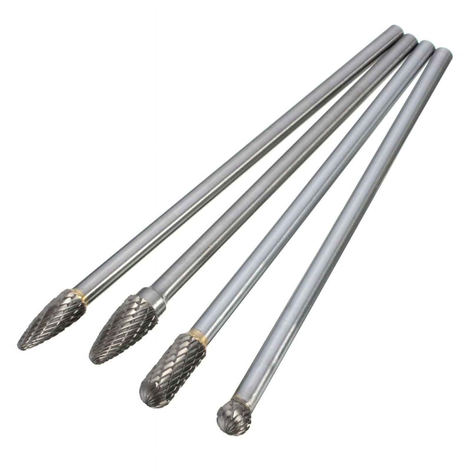 1/4" Shank Tungsten Carbide Rotary Burr Set 6" Long Reach Double Cut ...