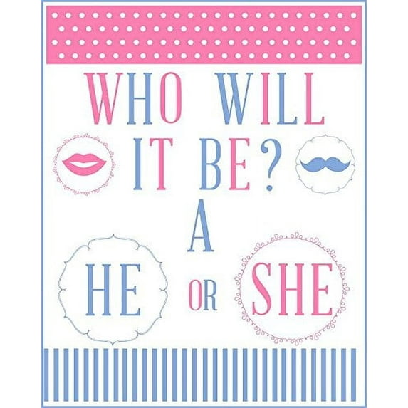 1/4 Sheet - Gender Reveal Baby Shower He or She- Edible Icing Image ...