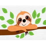 1/4 Sheet Sloth Let's Hang Personalized Edible Frosting Cake Topper ...