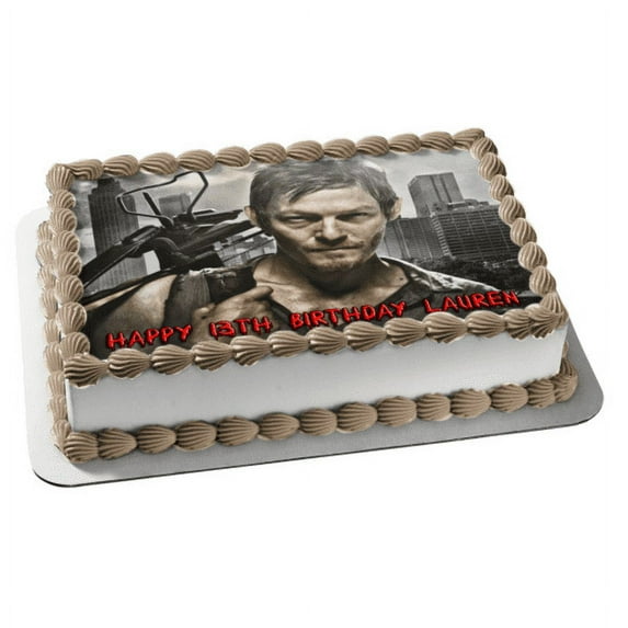 The Walking Dead Daryl Edible Frosting 1/4 Sheet Cake Topper - Horror ...