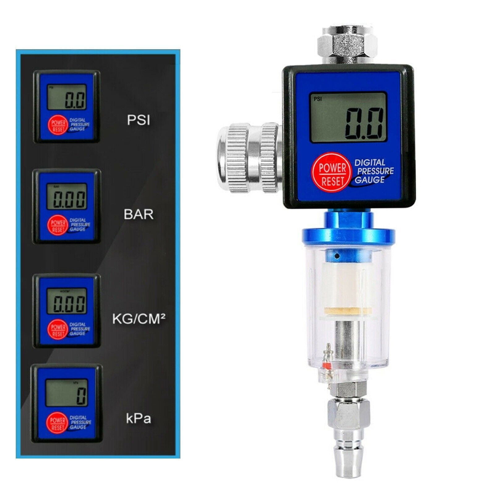 1/4" Spray Gun Digital Paint Air Pressure Regulator Gauge with ...
