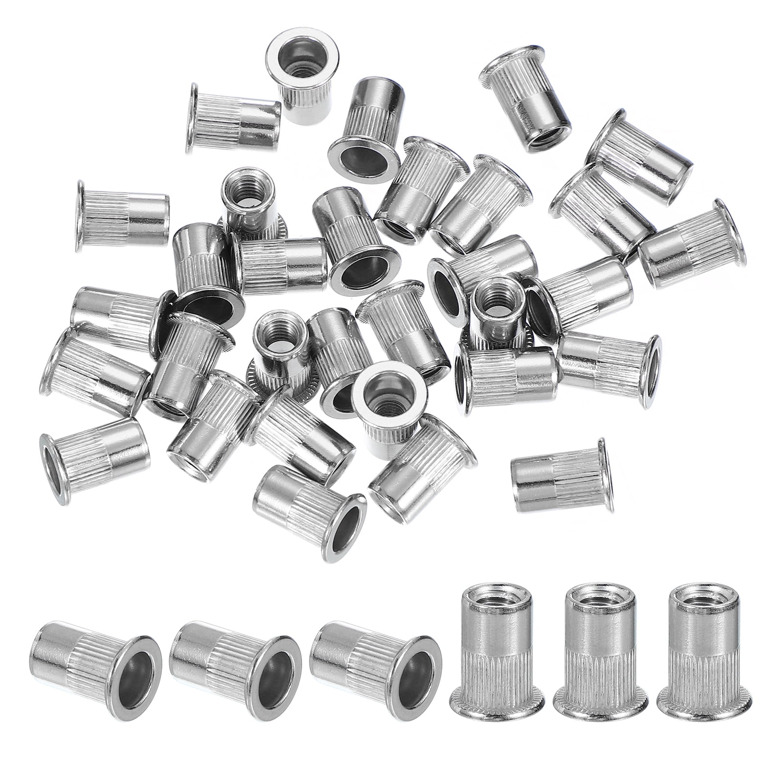 1/4" Stainless Steel 304 Finish Rivet Nut, Flat Head Rivet Nut Threaded ...