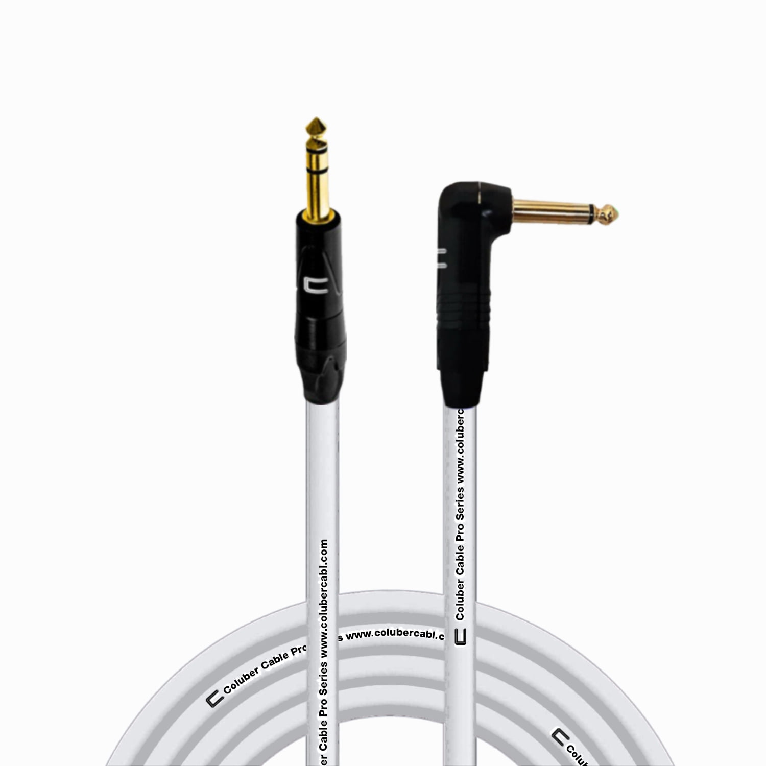 1/4" TRS Male to Right Angle 1/4" TS - 20 Feet - White - Pro 3-Pin ...