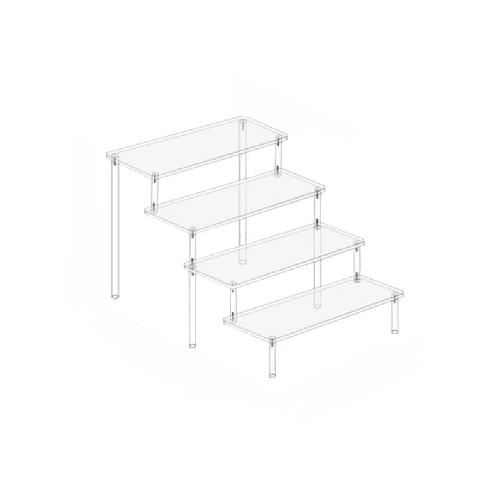 1-4 Tier Standing Acrylic Display Stand - Durable Vinyl Multi-Tier Rack ...