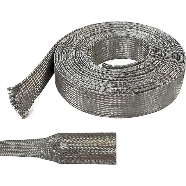 1/4 Tinned Copper Metal Braid Sleeving Flexible EMI RFI Shielding Wire ...