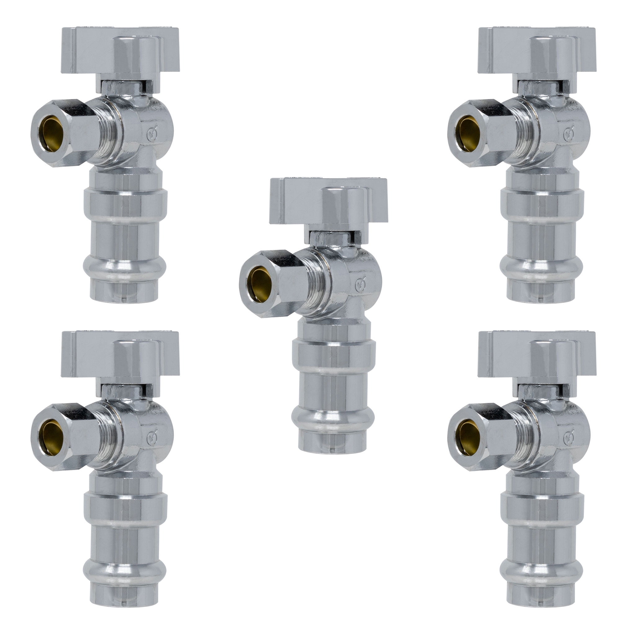 1/4 Turn Angle Stop Valve, 1/2" Press x 3/8" OD Compression Miiflex ...