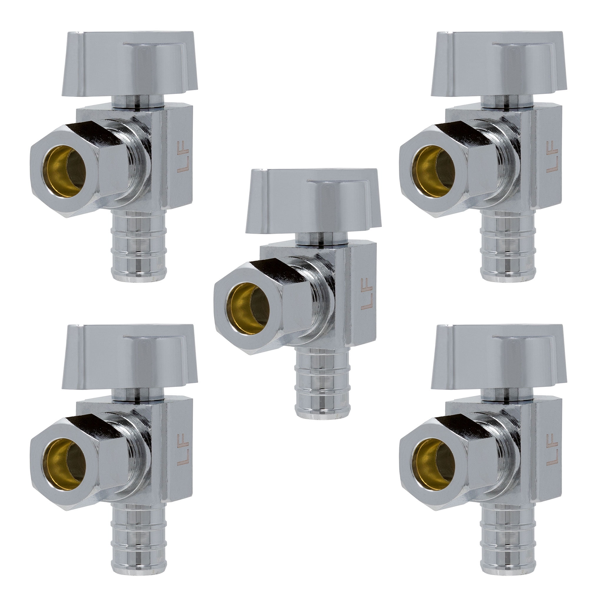 1/4 Turn PEX Angle Stops, 1/2" Crimp PEX B x 3/8" OD Compression Heavy ...