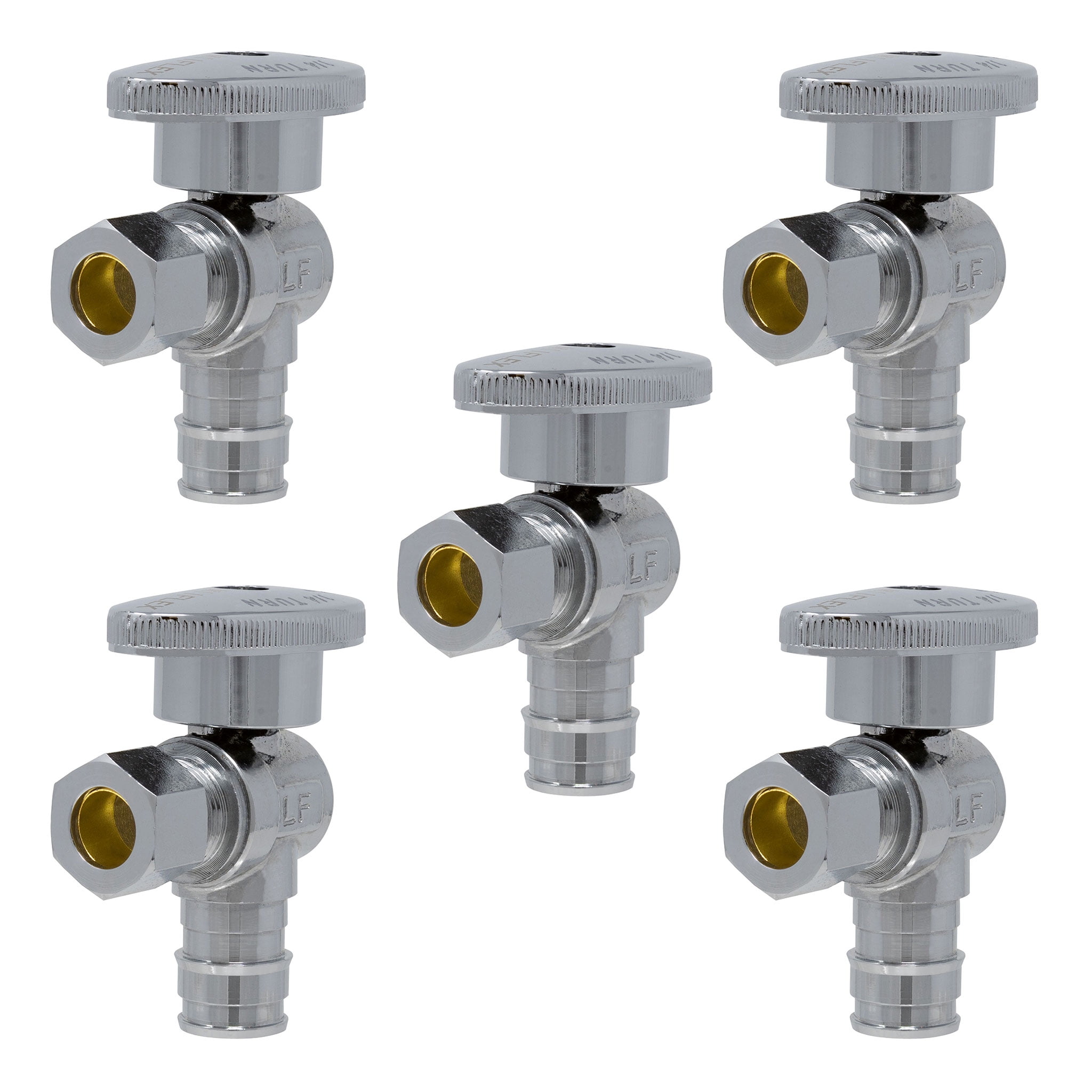 1/4 Turn PEX Angle Stops, 1/2" Expansion PEX A x 3/8" OD Compression ...