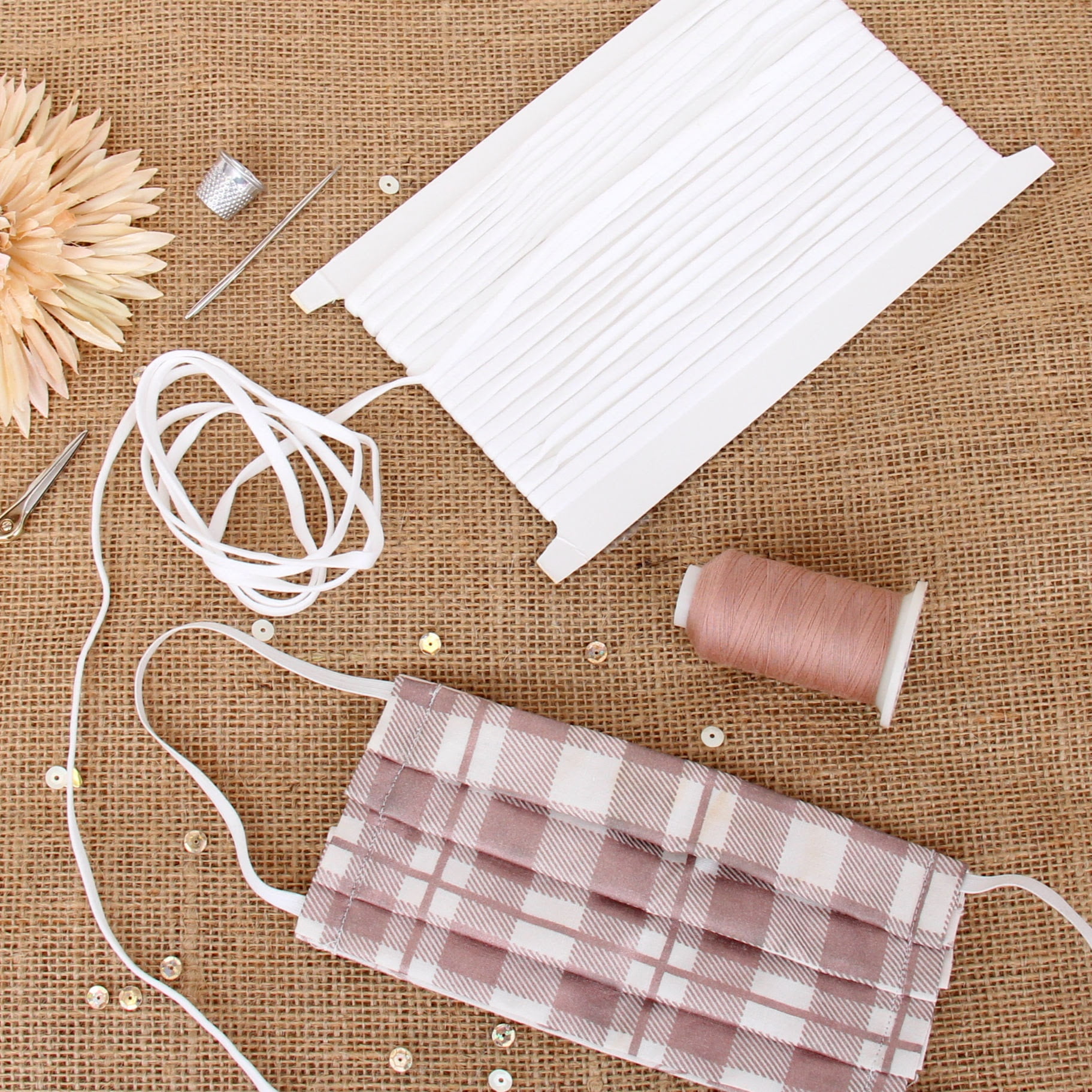 Threadart 1/4" White Elastic Band - 10 Yard Length for DIY Masks ...