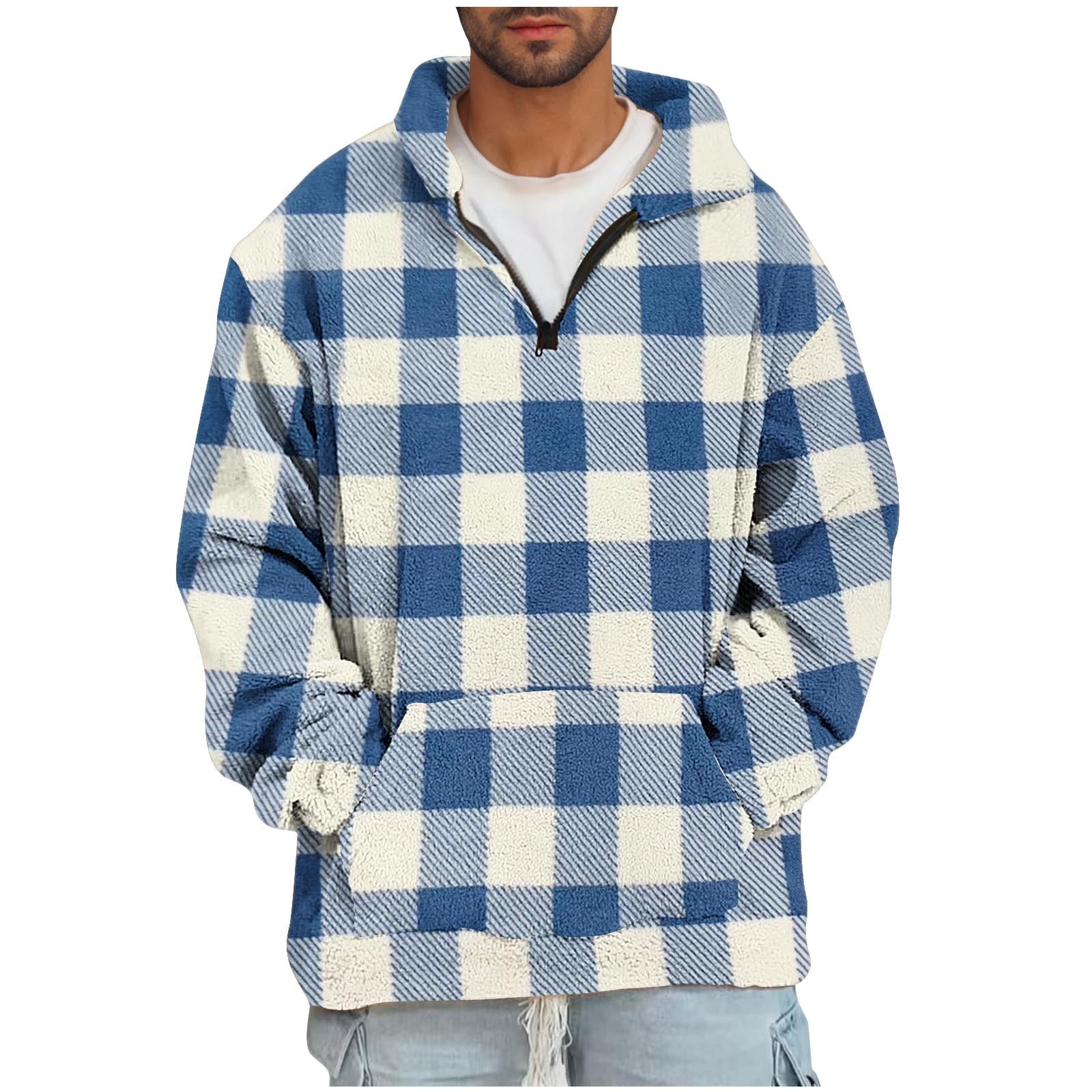 1/4 Zip Pullover Men, Ultra Soft Fleece Sweater Pullover Pocketed ...