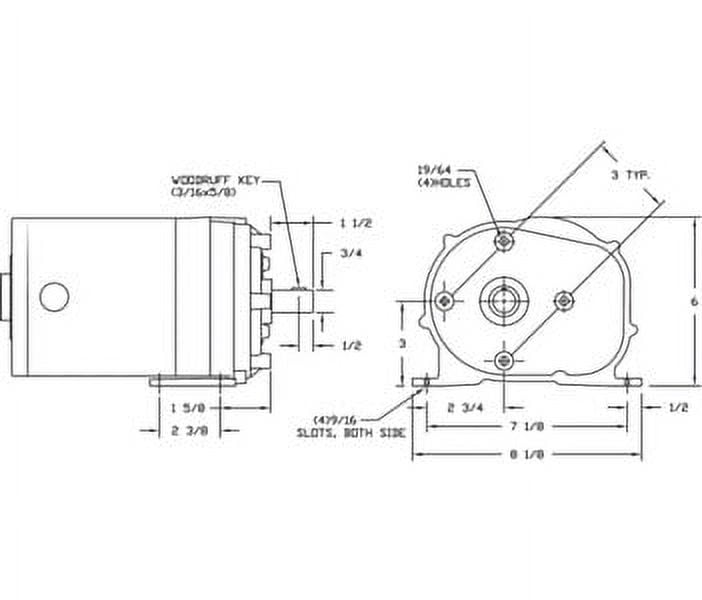 1/4 hp 40 RPM 115V Dayton AC Parallel Shaft Gear Motor Model )5K941 ...