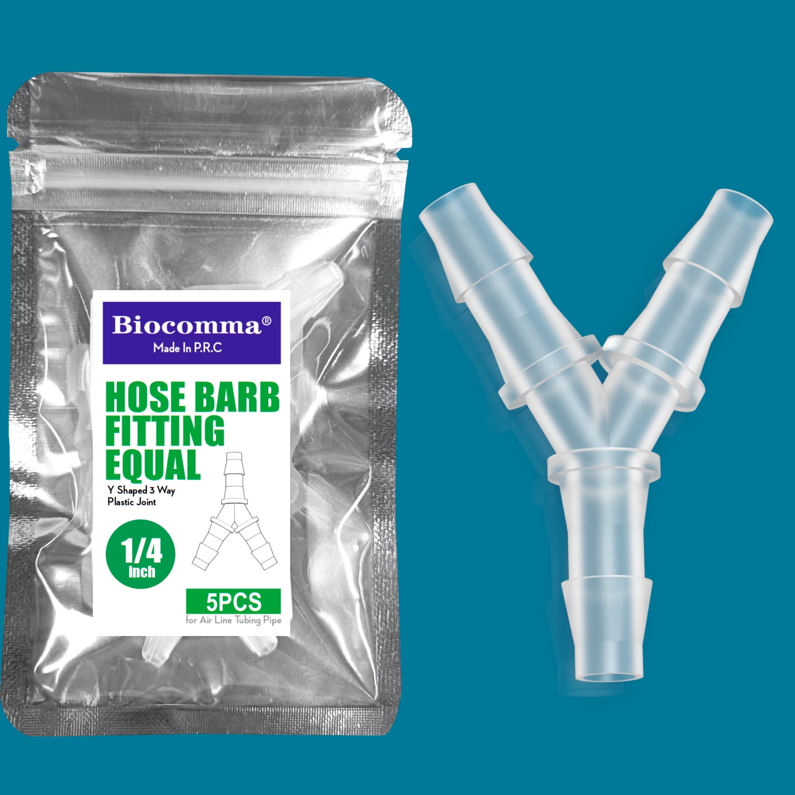 1/4 inch Hose Barb Fitting Equal Barbed Y Shaped 3 Way Plastic Joint ...