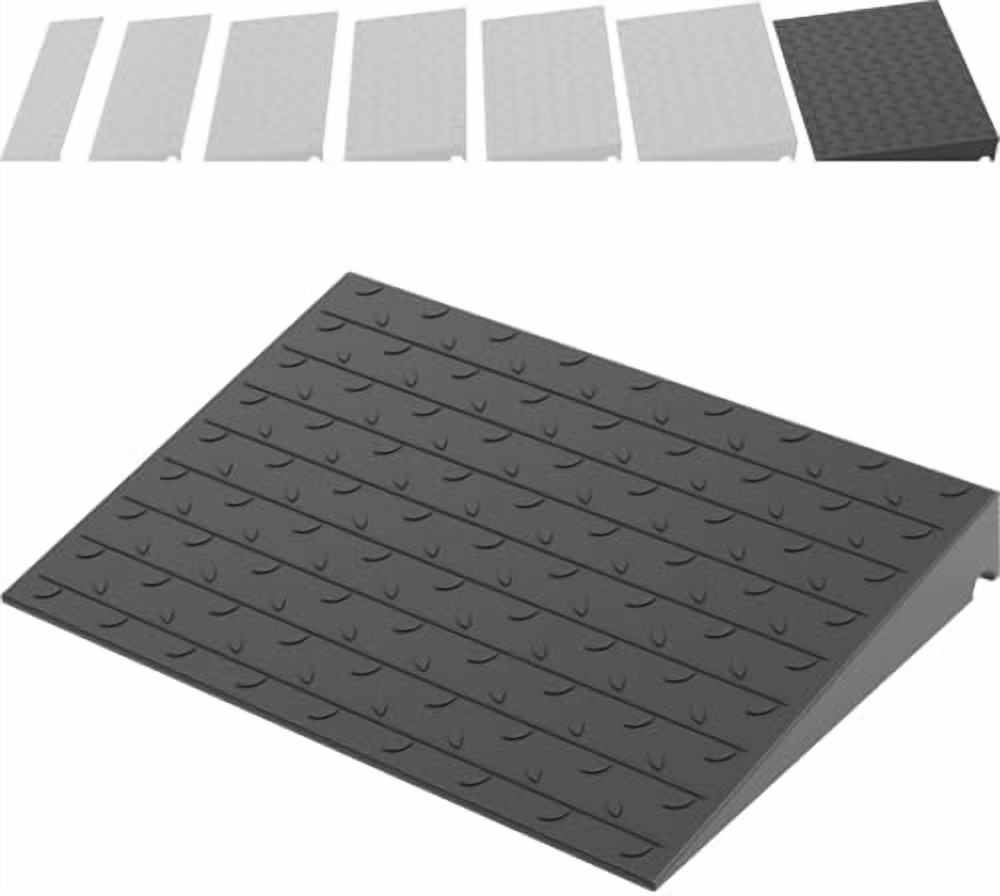 1" - 4" inch Rubebr Extensible Threshold Ramp, Anti-Slip Doorway Curb ...