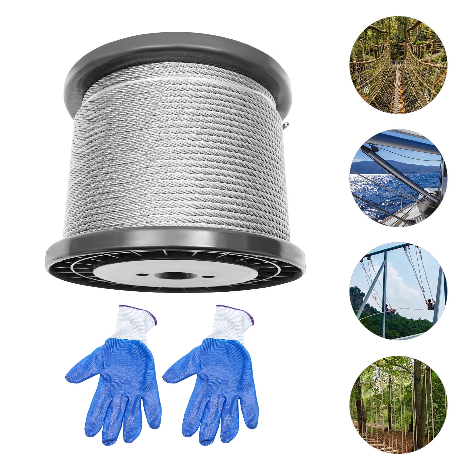 1/4 inch Stainless Steel Cable 300FT T304 7x19 Steel Wire Rope Aircraft ...