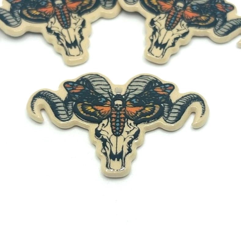 1, 4 or 20 Pieces: Orange and Black Ram Skull with Death's Head Moth ...