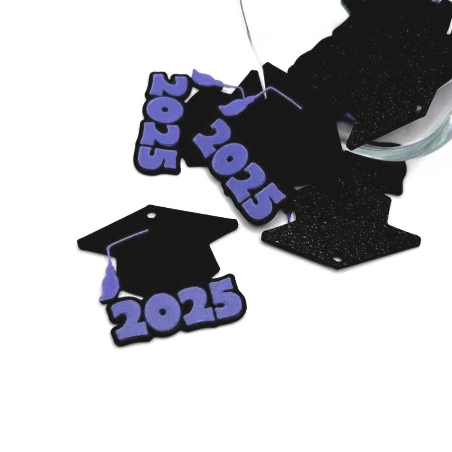 1, 4, or 20 Pieces: Purple and Black 2025 Graduation Cap Charms ...