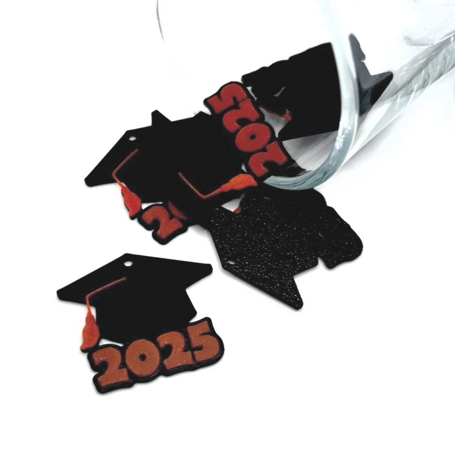 1, 4, or 20 Pieces: Red and Black 2025 Graduation Cap Charms - Walmart.com