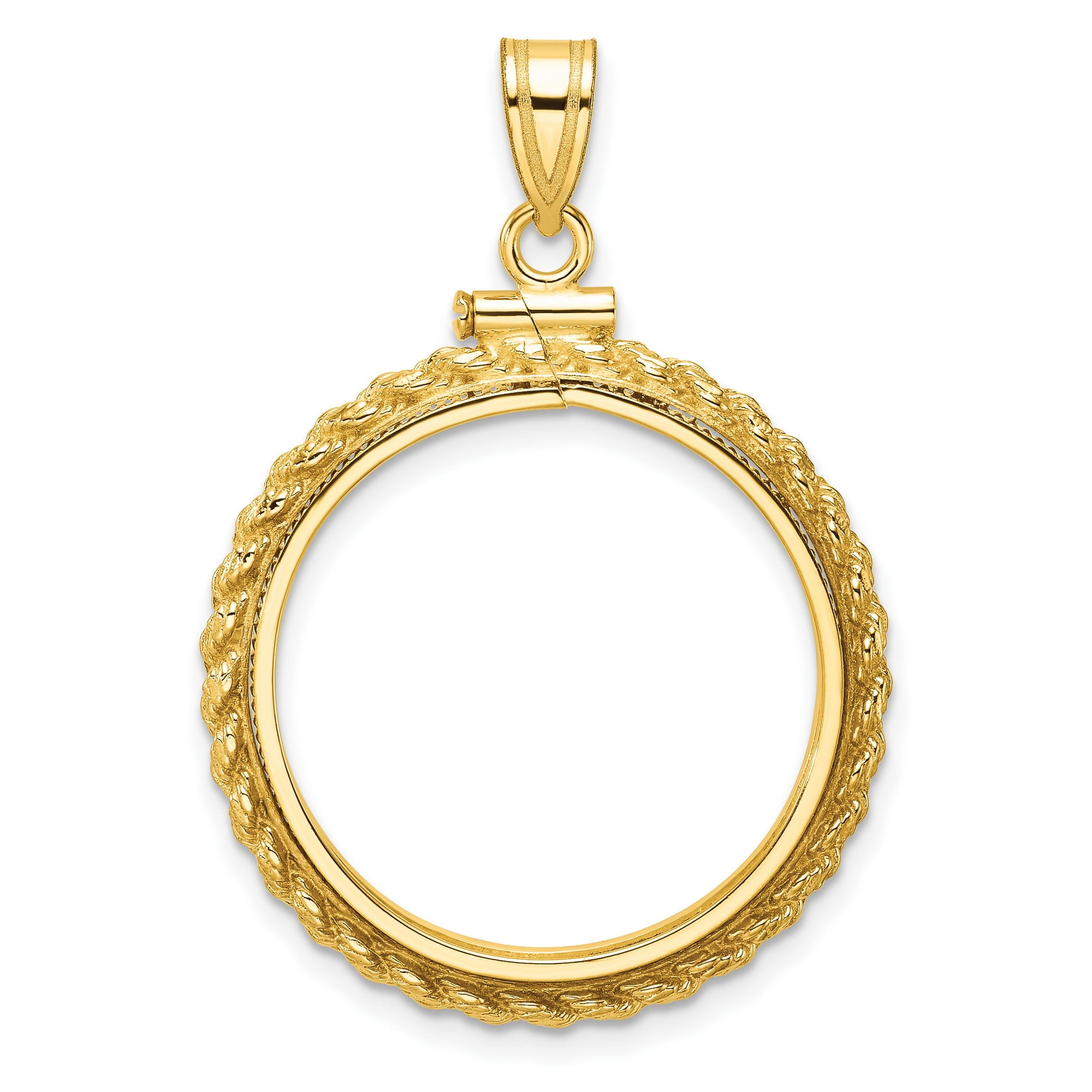 14k Yellow Gold 1/4 oz Panda Coin Bezel, Screw Top, Rope Border, 22 mm ...