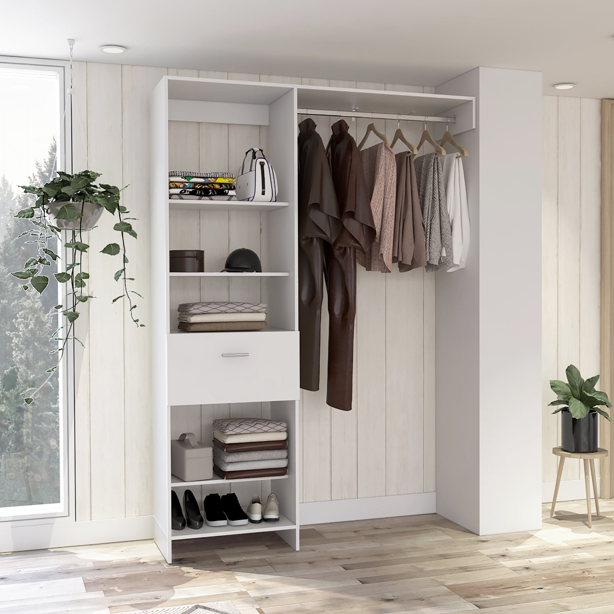 1 4-shelf Closet System, White - 5-shelf Storage Solution With Metal ...