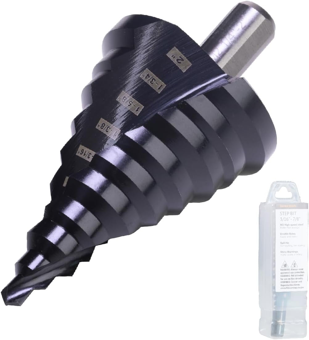 1/4 to 2 Inch Step Drill Bit Spiral Grooved Double Fluted, Large M2 ...