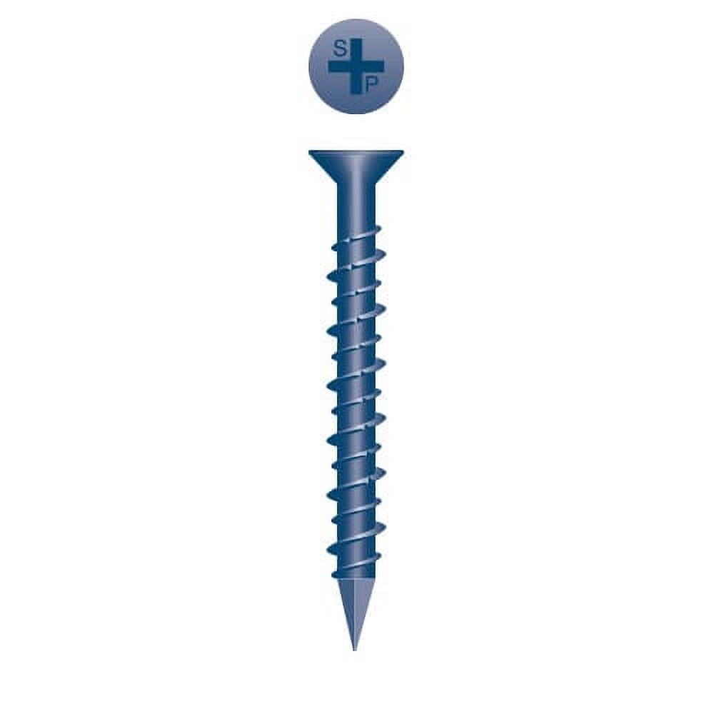 1/4 x 3-1/4" Concrete Screws | Phillips Flat Head| Blue Ceramic Coating ...