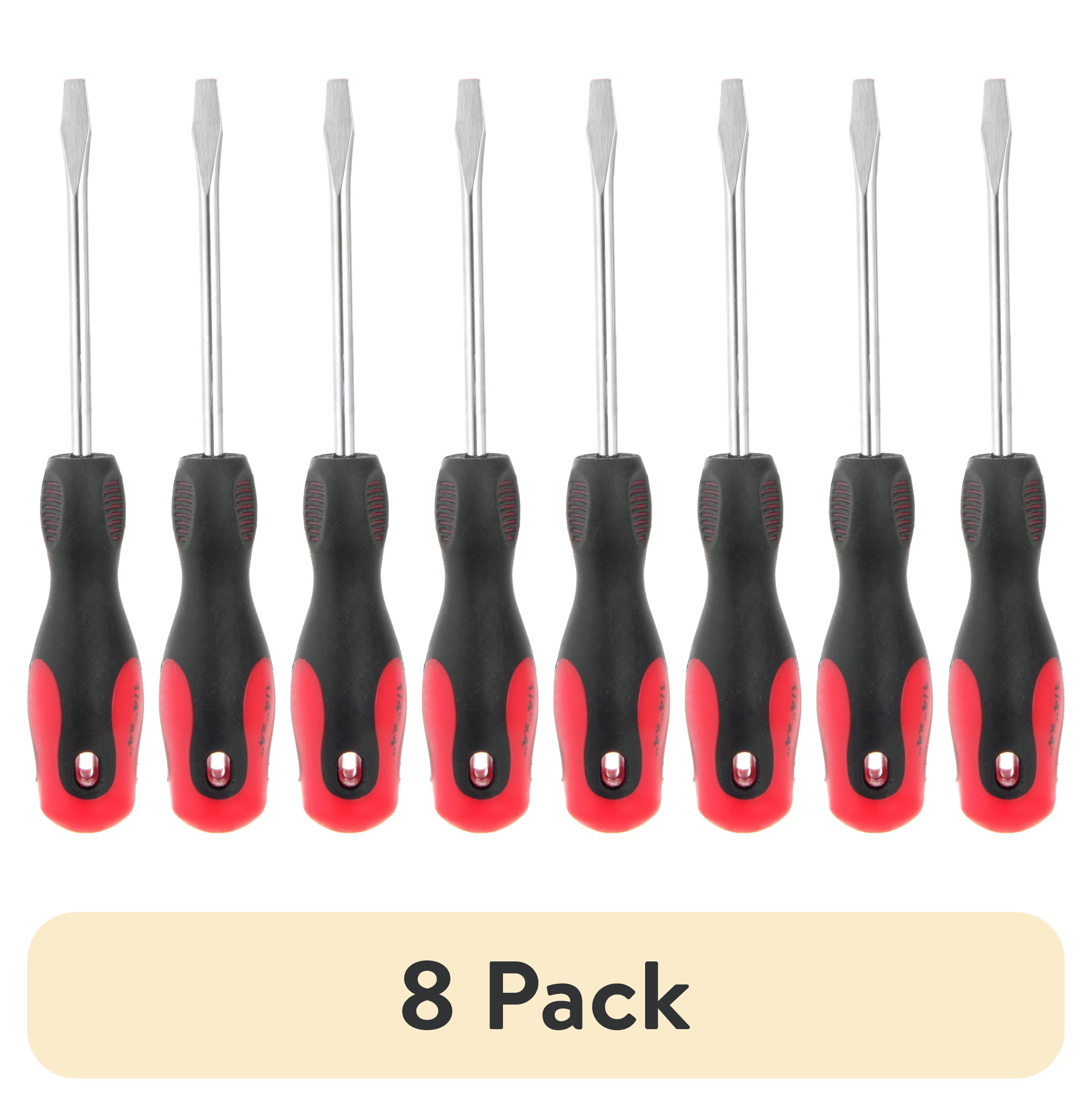 (8 pack) 1/4 x 4 inch Slotted Screwdriver with Comfort Grip Handle ...