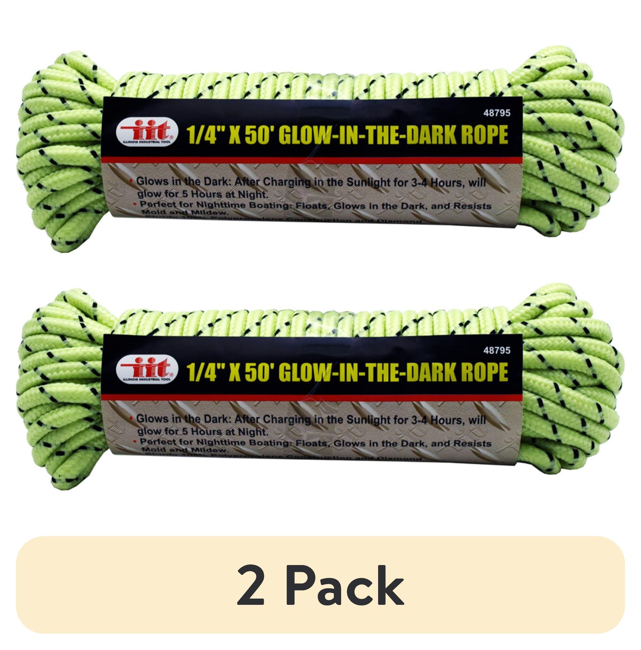 (2 pack) 1/4" x 50' Glow-in-the-Dark Rope - Walmart.com