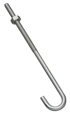 1/4" x 6" Zinc Plated Steel J Bolt with Hex Nut - Walmart.com