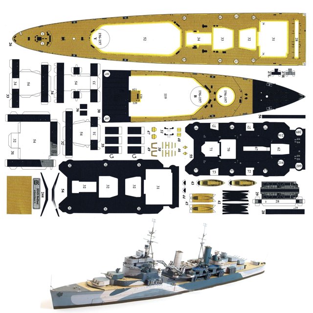 1:400 Paper Model Kit British Belfast Light Cruiser Unassembled for ...