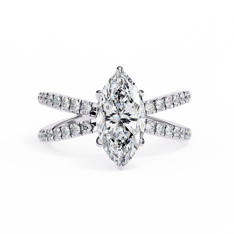 1.41 CT Marquise Cut Lab Grown Diamond, Split Shank Wedding Ring, 14k ...