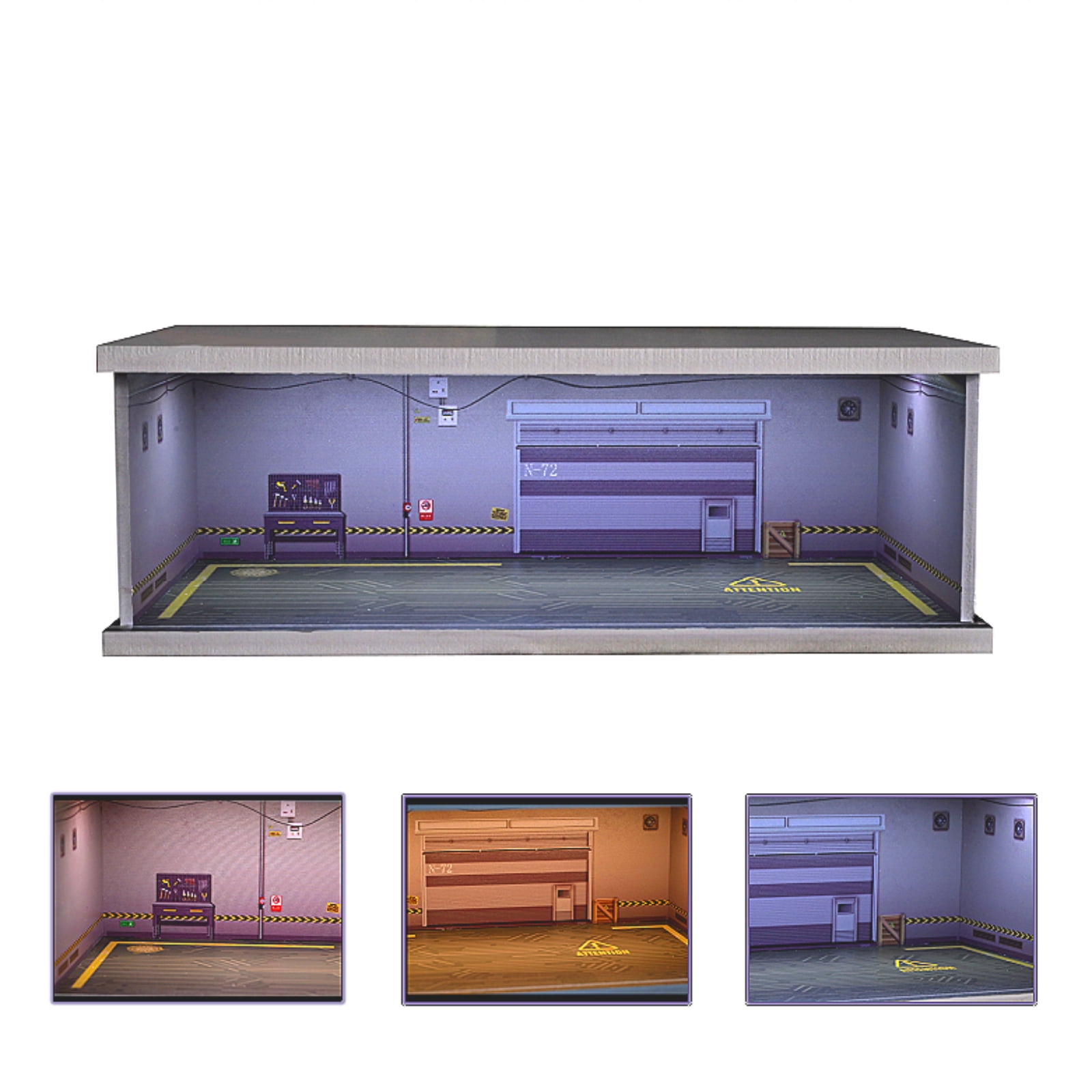 1/43 Diorama Car Garage Model, 3 Color LED Lighting Parking Lot Scene ...